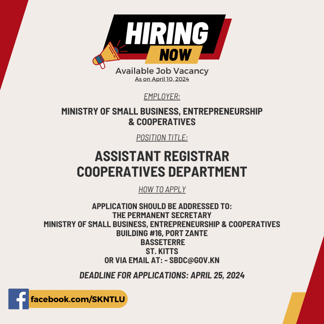 Vacancy - Assistant Registrar – Cooperatives Department - The Labour ...